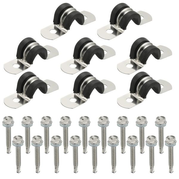 【本商品は海外出荷】お届けは通常20-30日を頂いております。素材：304ステンレススチール、ラバー；内径：8mm / 5/16インチ；ねじ穴径：6mm / 1/4インチ；厚さ：0.6mm；幅：12mm / 1/2インチ；梱包リスト：パイプ...