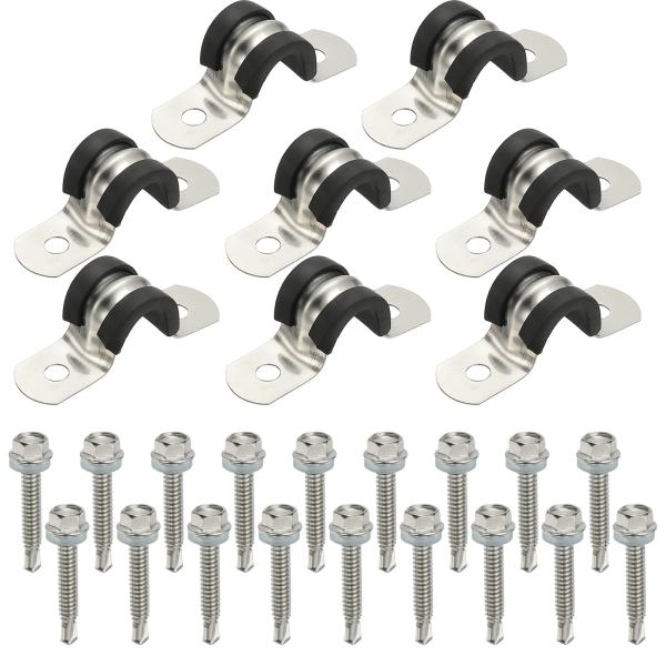 【本商品は海外出荷】お届けは通常20-30日を頂いております。素材：304ステンレススチール、ラバー；内径：10mm / 3/8インチ；ねじ穴径：6mm / 1/4インチ；厚さ：0.6mm；幅：12mm / 1/2インチ；パッキングリスト：...