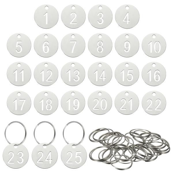 【本商品は海外出荷】お届けは通常20-30日を頂いております。素材：ステンレススチール；ナンバータグサイズ：3x3cm/1.2x1.2インチ；キーリングサイズ：1.8cm/0.7インチ；厚さ：1mmナンバーキータグはステンレススチール製：耐...