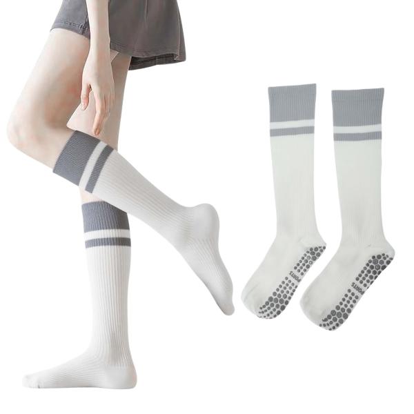 【本商品は海外出荷】お届けは通常20-30日を頂いております。【商品仕樣】タイプ：加?ハイソックス | ツートンカラー：ベージュとグレー | 素材：ポリエステル90%、ポリウレタン10%【滑り止め&amp;衝撃吸収】ソールのシリコン加工でマ...