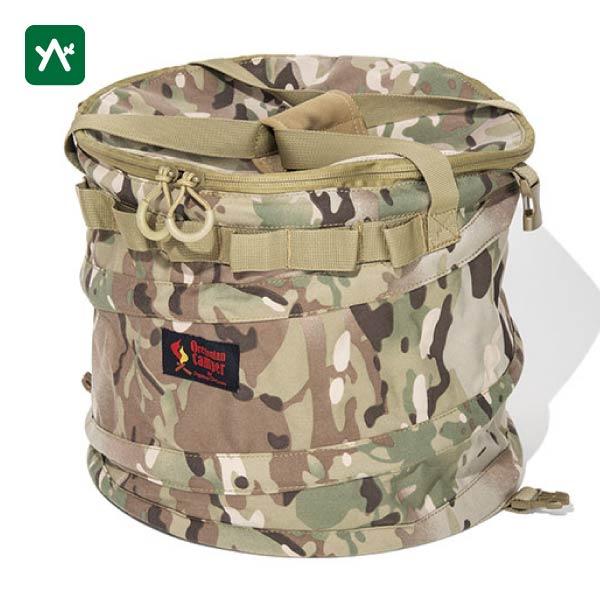 テントイン ポップアップ トラッシュボックス (カモ) スタンダードタイプよりもワンサイズ小さいモデル、テントイン ポップアップ トラッシュボックスです。テント内での使用をイメージした、折りたたみ式のゴミ箱。内側のスナップボタンで、ゴミ袋を...