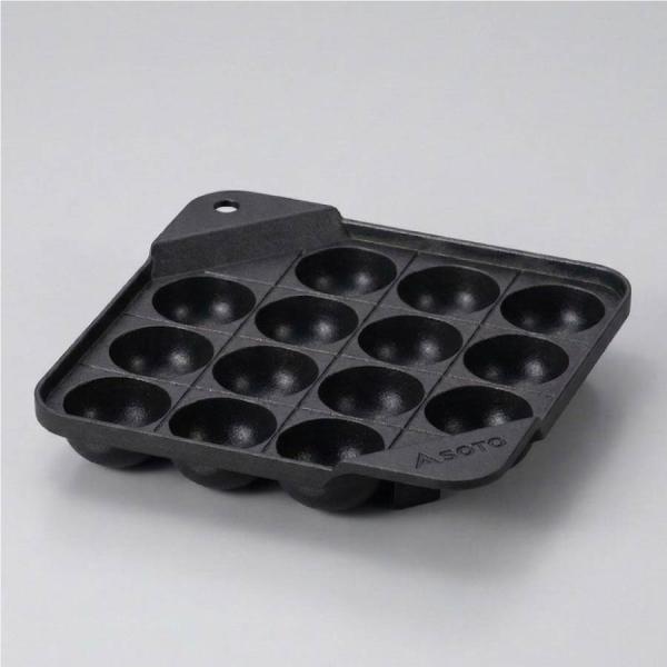 おいしいを、カコム（囲む）。炎の熱が伝わる、たこ焼きプレートフッ素樹脂加工によりこびりつかず返せる。たこ焼きだけじゃなく、デザートづくりにも。レギュレーター2バーナー GRID ST-528でも安定して使えるようにスリット加工を施した設計定...