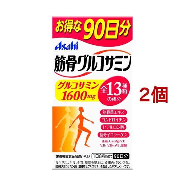 筋骨グルコサミン/動物性サプリメント/ブランド：筋骨グルコサミン/【発売元、製造元、輸入元又は販売元】アサヒグループ食品/・単品JAN：4946842636082/【筋骨グルコサミンの商品詳細】●アサヒ研究所が研究している「筋骨草」に、グル...