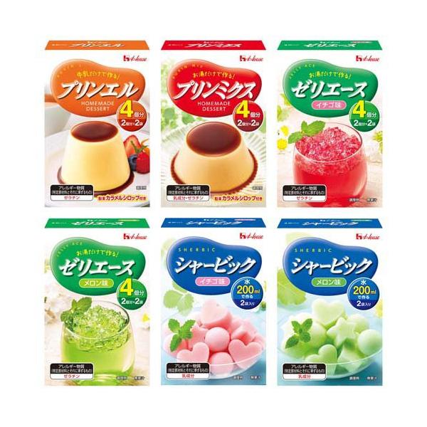 ハウス デザート6種セット/お菓子/ブランド：ハウス/【発売元、製造元、輸入元又は販売元】ハウス食品/【ハウス デザート6種セットの商品詳細】●プリンエル(1)牛乳だけでコクのあるプリンが手軽にできます。(2)4個分のプリンが作れます。(2...