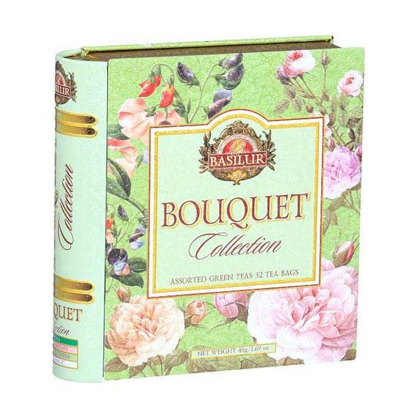 ブーケアソート/紅茶/ブランド：バシラーティー/【発売元、製造元、輸入元又は販売元】バシラーティージャパン/【ブーケアソートの商品詳細】●グリーンティーをベースにした、春を思わせるような華やかな香りのフレーバーティー4種類をブック型の缶に詰...