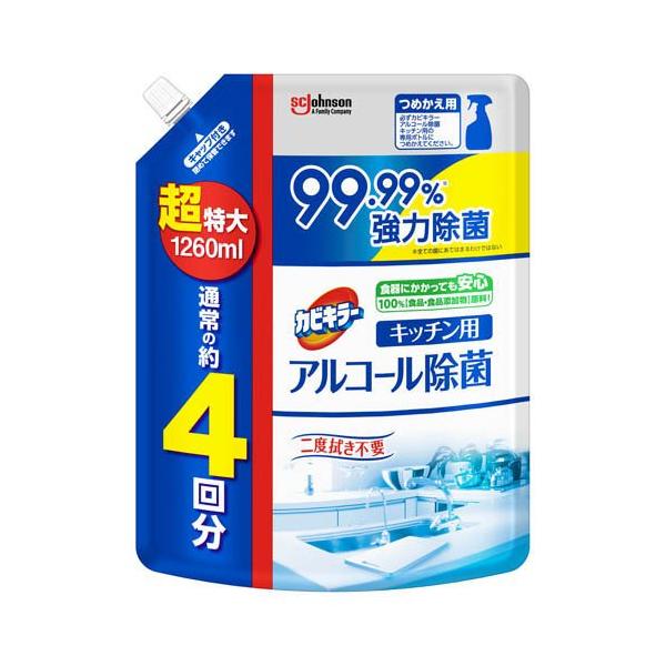 カビキラー アルコール除菌 キッチン用 詰め替え用 超特大 大容量/キッチン用洗剤/ブランド：カビキラー/( アルコールスプレー 台所 アルコール除菌剤 つめかえ )/【発売元、製造元、輸入元又は販売元】ジョンソン/【カビキラー アルコール...