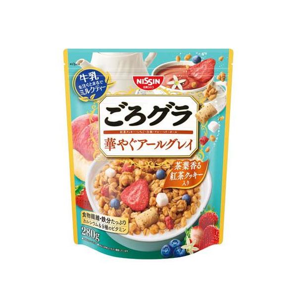 ごろグラ 華やぐアールグレイ/インスタント食品/ブランド：ごろっとグラノーラ/【発売元、製造元、輸入元又は販売元】日清シスコ/【ごろグラ 華やぐアールグレイの商品詳細】●心をくすぐる、ときめくおいしさ！●贅沢なごろっと果実と茶葉香る紅茶クッ...