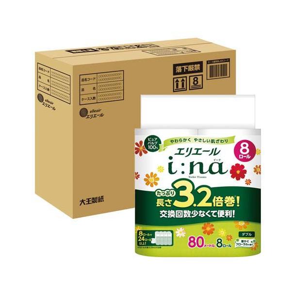 エリエールi：naトイレット ダブル 3.2倍巻 コンパクトケース品/トイレ用品/ブランド：エリエール/【発売元、製造元、輸入元又は販売元】大王製紙/【エリエールi：naトイレット ダブル 3.2倍巻 コンパクトケース品の商品詳細】●1ロー...