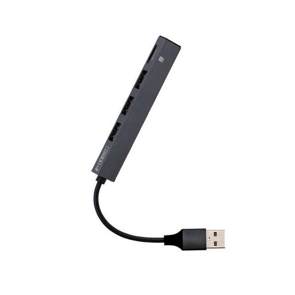 Digio2 USB 極薄 3ポートハブ+カードリーダー STIX グレー COM-2MSD083GY/情報家電/ブランド：Digio2/【発売元、製造元、輸入元又は販売元】ナカバヤシ/【Digio2 USB 極薄 3ポートハブ+カードリー...