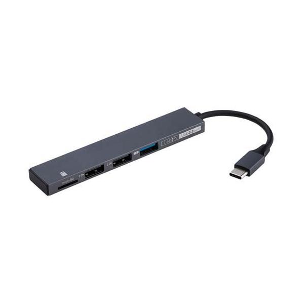 Digio2 USB Type-C 極薄変換ハブ STIX 3ポート+CRW グレー COM-C3MSD123GY/情報家電/【発売元、製造元、輸入元又は販売元】ナカバヤシ/【Digio2 USB Type-C 極薄変換ハブ STIX 3ポ...