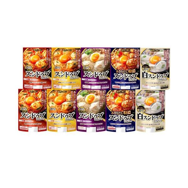 モランボン スンドゥブ 5種アソート/インスタント食品/【発売元、製造元、輸入元又は販売元】モランボン/【モランボン スンドゥブ 5種アソートの商品詳細】●5種類のスンドゥブ用スープ各2パックのセット。★スンドゥブチゲ用スープ濃厚辛口：あさ...