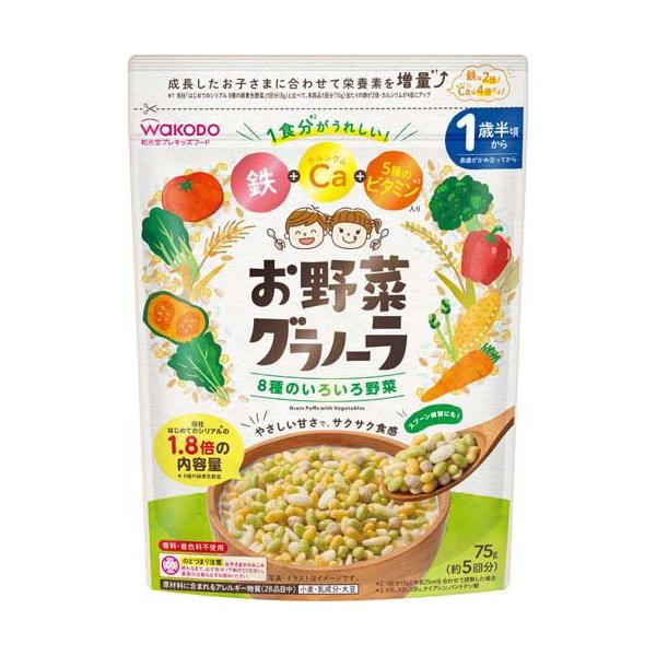 和光堂 お野菜グラノーラ 8種のいろいろ野菜/ベビーフード 1歳/ブランド：和光堂 お野菜グラノーラ/【発売元、製造元、輸入元又は販売元】アサヒグループ食品/【和光堂 お野菜グラノーラ 8種のいろいろ野菜の商品詳細】●野菜やくだものを使用し...