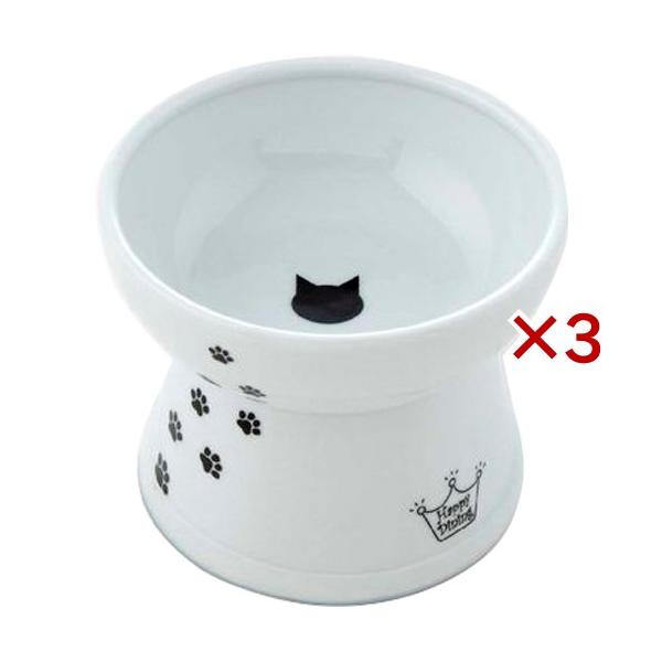 猫壱 ハッピーダイニング 脚付フードボウルL 猫柄 シリコン付き(猫 ネコ ねこ 猫用品 ねこいち 食器 えさいれ 餌入れ ごはんさら ご飯皿 食べやすいさら 陶器 レンジ)/ペットのサークル・雑貨など/ブランド：猫壱/【発売元、製造元、輸...