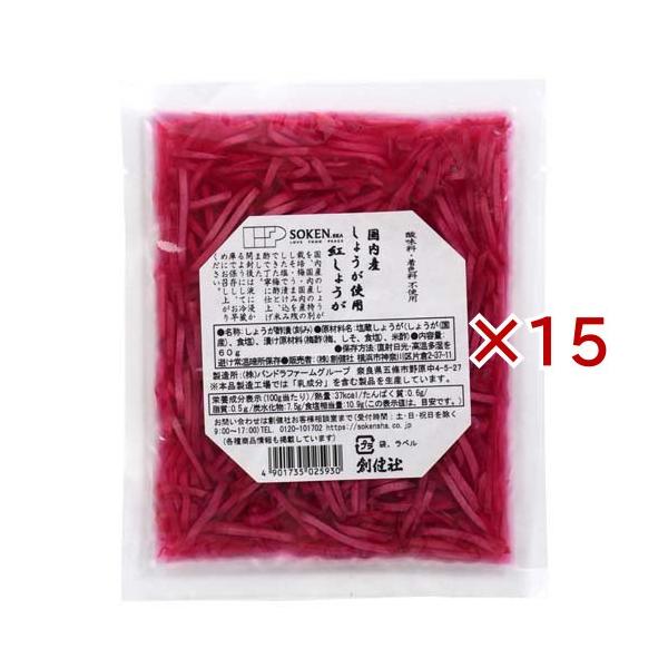 国内産しょうが使用 紅しょうが 細切/調味料/【発売元、製造元、輸入元又は販売元】創健社/・単品JAN：4901735025930/【国内産しょうが使用 紅しょうが 細切の商品詳細】●国産しょうがを、国産特別栽培の梅、国産しそ、うまみを残し...