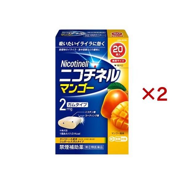 ニコチネル マンゴー(タバコを吸いたいと思ったとき 禁煙時のイライラ・集中困難などの緩和に 1個中ニコチン2mg配合 キシリトール配合 シュガーレスガム マンゴー風味 きんえんほじょやく きんえん がむ にこちねる)/禁煙/ブランド：ニコチ...
