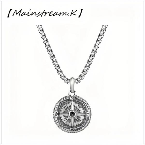 24-R162チェーン部分長さ：約 50cm/55cm/60cm/70cm 素材：925製シルバー探検家の魂を呼び覚ます精密羅針盤モチーフの高級シルバーアクセサリー。シルバー925銀の上質な輝きと方位磁針の細密な造形が、洗練された冒険心を表...