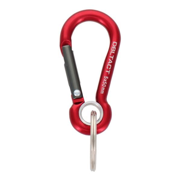 アルミカラビナ O環付抜け止めO環状付O環付きで紛失防止、またフック部と分かれる事によりスムーズに使えます。サイズ：5ｘ50mmカラー：レッドｘガンメタSJANコード：4954458162840ブランド：DBLTACT販売元：株式会社三共コ...