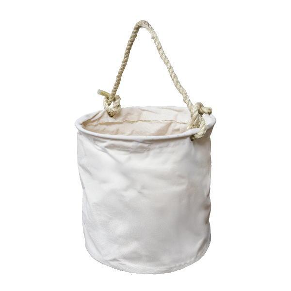 強度があり耐久性に優れた帆布素材。 使い込むほどに味わいが生まれる白色帆布素材本体サイズ(H×φ)：約310×300mm重量：約528g耐荷重：約10kg【商品説明】●丈夫な10号帆布を使用●強くて丈夫な帆布素材なので工具や部品など重いもの...