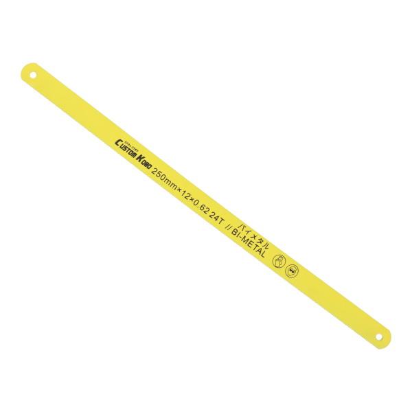 固定フレーム鋸やパイプフレーム鋸に取り付けてご使用下さい。用途：ステンレス・硬鋼材・難削材用刃山数：24山入数：1枚入【材質】バイメタルブランド：CUSTOM KOBO販売元：株式会社三共コーポレーション