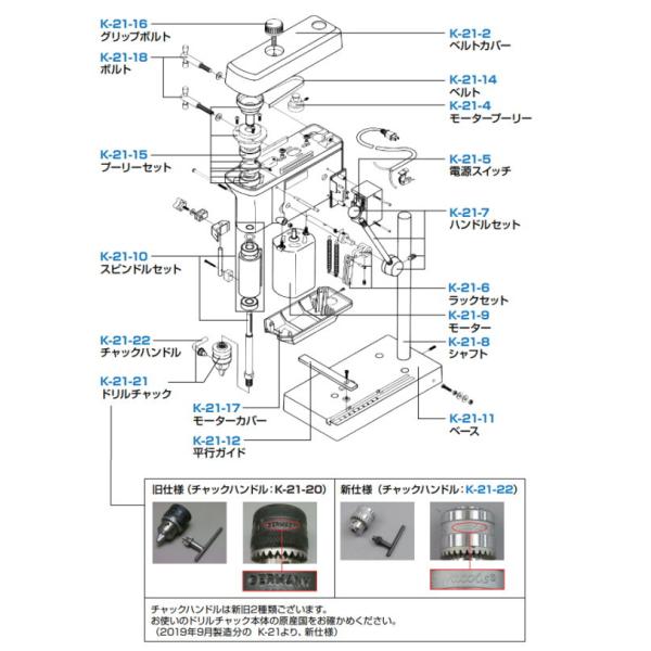 K-21（デスクドリル）用ハンドルセット　K-21-7握玉・ハンドルブロック・ネジ付メーカー：ホーザン株式会社（HOZAN）