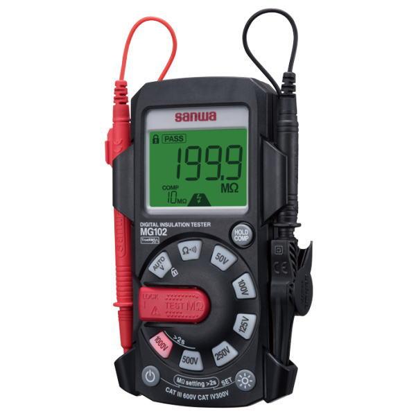 IEC61010-1 CAT.III600V/CAT.IV300Vに適合50V/100V/125V/250V/500V/1000Vの6レンジ搭載胸ポケットに収まるコンパクトサイズ絶縁抵抗値はオートホールド大型で見やすいバックライト付き液晶表...