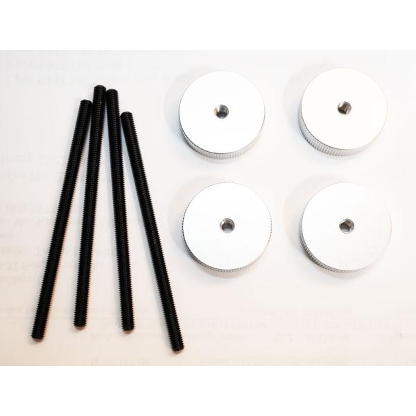 トーレンス Thorens TD124　アルミ高さ調整ディスク（レベライザー）　＋　スタッドボルト　４個セット　一台分NC工作機械で精密に製作されたアルミ レベライザーとスタッドボルトセット写真にあるように古くなると動きが悪くなることがあり...