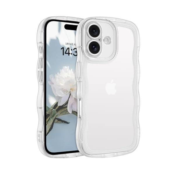 ★【対応機種】iPhone 16 専用ケース。アイフォン16 専用設計なので、各種ボタンや充電ケーブルの穴もぴったりフィット。使いやすさにこだわった「スマホケース」★【シンプルでかわいい】気分を盛り上げて大人可愛いのウェーブデザインケースが...