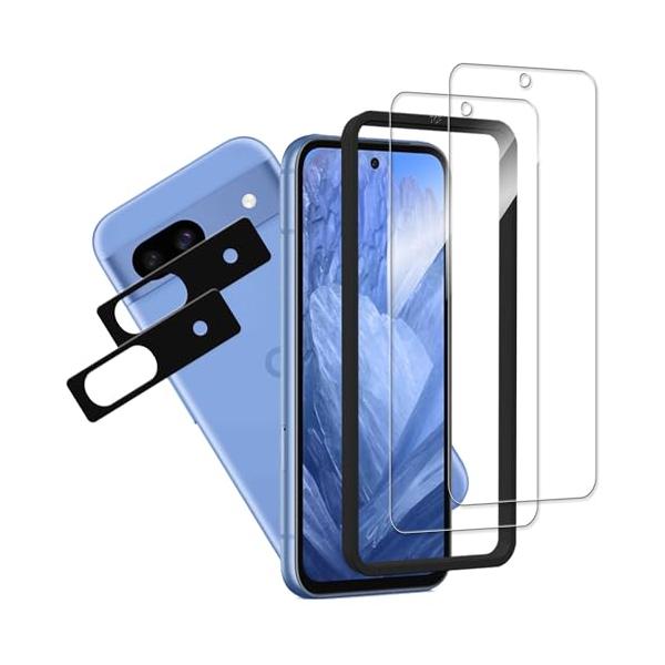 【対応機種】Google Pixel 8a ガラスフィルム 2枚 + グーグルピクセル8a カメラフィルム 2枚 + ピクセル8a 保護フィルム ガイド枠付き 1枚。【注意】この電話の画面の端は湾曲しているため、保護フィルムのサイズが丁度良...