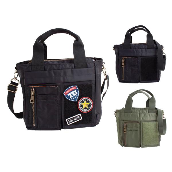 トップガン TOP GUN ショルダーバッグ トート ナイロンツイル ワッペン ミドル 2way メンズ レディース 男女兼用 20369011TOP GUN（トップガン）から光沢のあるナイロンツイル生地を使用したミドルショルダーバッグが登...