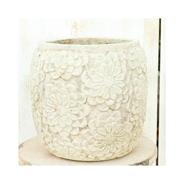 ナチュラルおしゃれなデザインの丸型鉢です。※写真の植物は別売りです。(サイズW25cm×H24cm 口径：18×深さ22.5cm　材質：ファイバーセメント　色：アイボリー　 底穴あり）ファイバーセメントは、合成繊維や鋼繊維などをコンクリート...