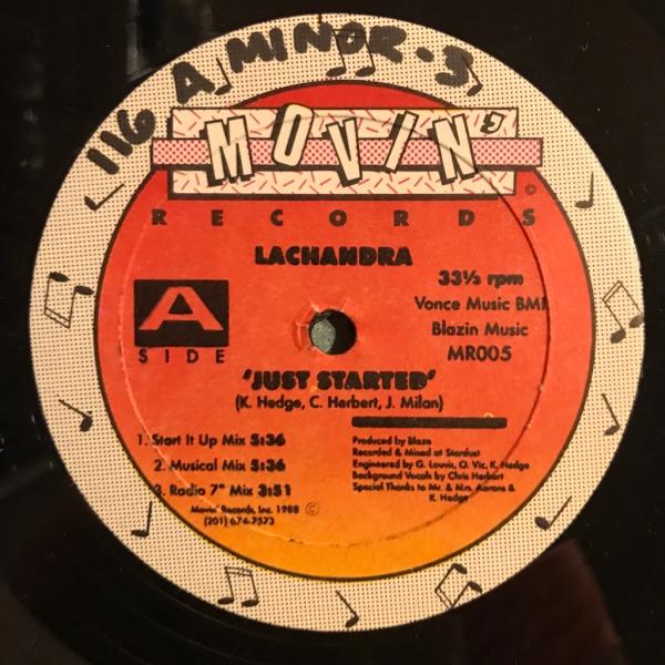 タイトル：Just Startedアーティスト：LaChandraメディア：Very Good +スリーブ：Good※レーベルに書き込み、スタンプあり1988年リリースのハウスクラシック。Blaze ProduceのNJハウスの名盤。