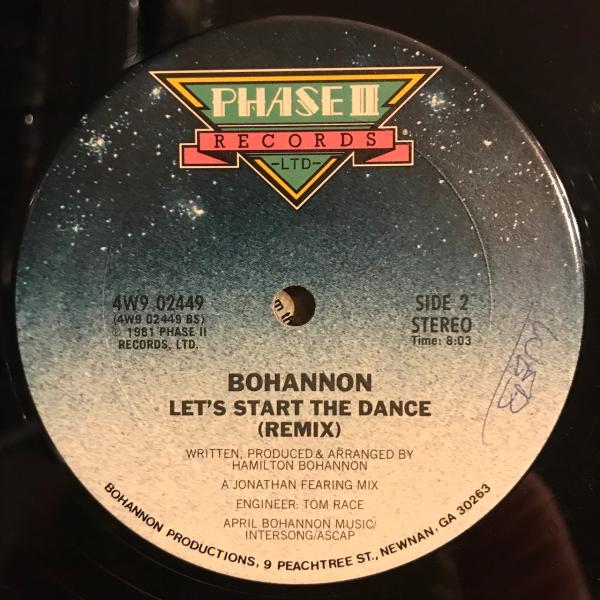 タイトル：Let's Start II Dance Againアーティスト：Bohannonメディア：Very Good +スリーブ：Good※レーベルに書き込みあり1981年リリースのParadise Garageクラシック。これ持ってな...