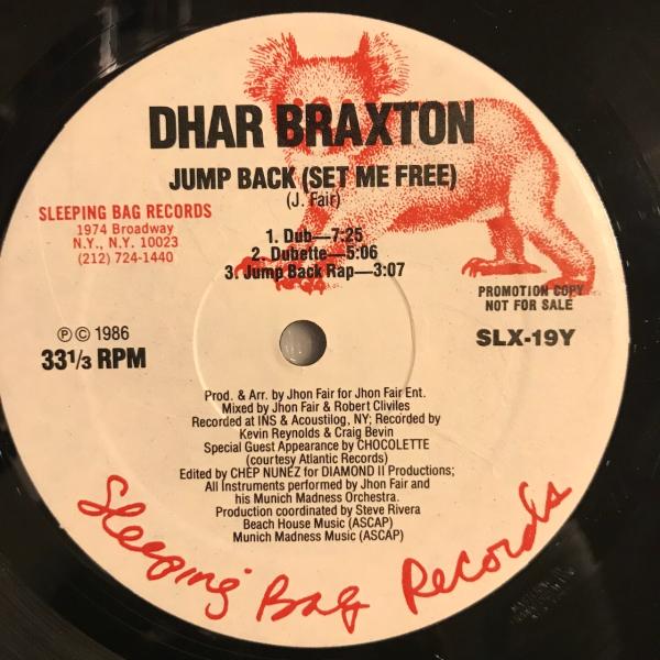 タイトル：Jump Back (Set Me Free)アーティスト：Dhar Braxtonメディア：Very Good +スリーブ：Good1986年リリース。Paradise Garageラストイヤーのクラシック。Robert Cli...