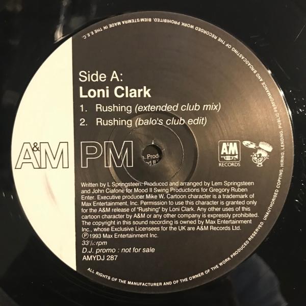 タイトル：Rushingアーティスト：Loni Clarkメディア：Very Good +スリーブ：Good1993年リリースのビッグヒット。Mood II SwingのRemixに加え、CJ Mackintosh Remixも収録したUK...
