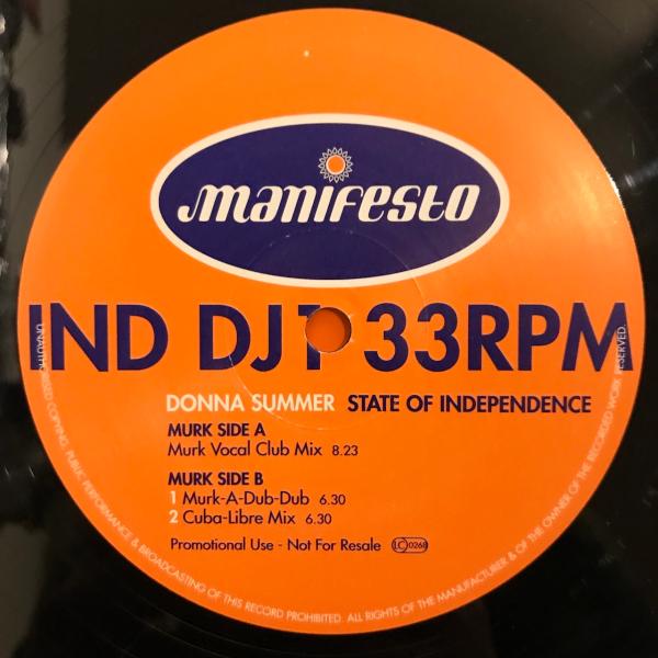 タイトル：State Of Independenceアーティスト：Donna Summerメディア：Very Good +スリーブ：Very Good1996年リリースのハウスクラシック。Vangelisの名曲をカバーしたヒット。
