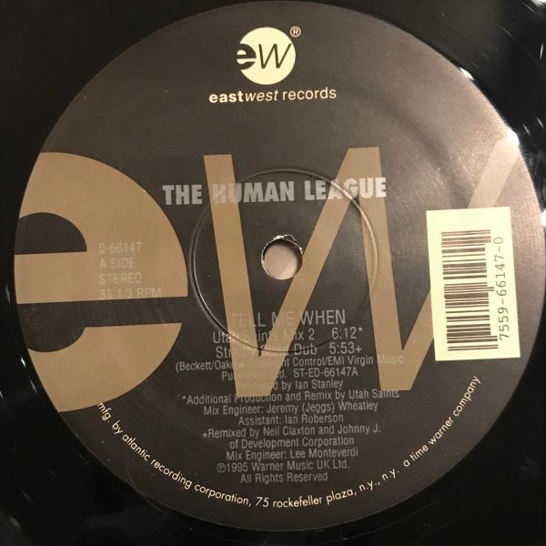タイトル： Tell Me Whenアーティスト：The Human Leagueメディア：NMスリーブ：NM1995年リリースのUtah Saints Remixがビッグヒットした作品。プログレッシブハウスクラシック。