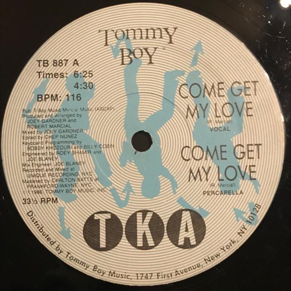 タイトル： Come Get My Loveアーティスト：TKAメディア：VG+スリーブ：Gen1986年リリースのフリースタイル/ブレイクビーツ。ブレイクダンスブームの終わり頃かなー、という曲で、そこそこヒットな記憶があります。ダンサー向け。