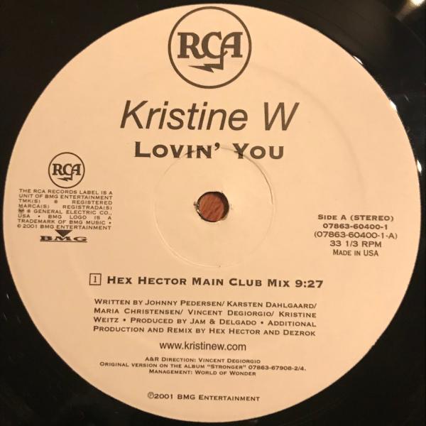 タイトル： Lovin’ Youアーティスト：Kristine Wメディア：NMスリーブ：NM2001年リリースのプログレッシヴ・ハードハウス。Junior Vasquez、Hex Hector、Johnny ViciousによるRemix...