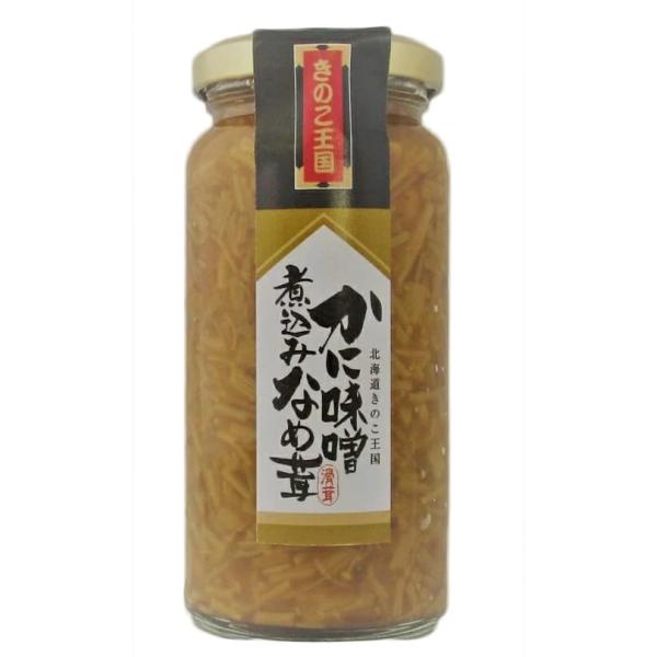 北海道の味、かに味噌をふんだんに使い、ご飯に合う美味しいなめ茸にしました。アレルギー成分：大豆・小麦・かに原材料：えのき茸(国産)、醤油、異性化液糖、ずわい蟹エキス、かにみそ(ズワイガニ身入り)、日本酒、砂糖、発酵調味料、寒天、香辛料／調味...