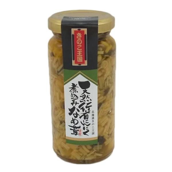 アイヌネギともいわれ北海道の代表的な山菜の行者にんにく。くせになる香りと歯ごたえはたまりません。アレルギー成分：大豆・小麦原材料：えのき茸(国産)、醤油、異性化液糖、行者にんにく、砂糖、発酵調味料、寒天、香辛料／調味料(アミノ酸等)、トレハ...