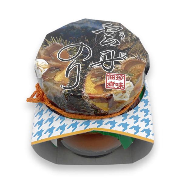 ウニと海苔の佃煮が一緒に入った贅沢な佃煮です。うにとのりをほどよくまぜ合わせてお召し上がりください。