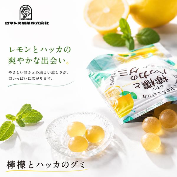 アレルギー成分：原材料参照原材料：砂糖(国内製造)、水飴、レモン果汁、ゼラチン、ハッカエキス、加工油脂、植物油脂、粉末オブラート／ソルビトール、酸味料、ゲル化剤(ペクチン：りんご由来)、香料、光沢剤賞味期限：製造日から180日