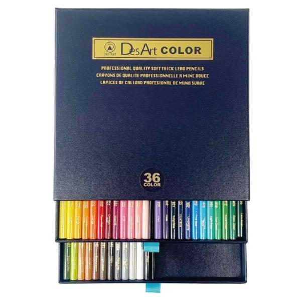 DesArt COLOR／デザートカラー36色セット（DA36）商品のポイント「カリスマカラー」の特性を受け継いだ、純国産の新色鉛筆驚くほどソフトでなめらかな描き心地重ね塗りやグラデーションも美しく表現広い面もラクラク塗れる密着力の高い芯繊...