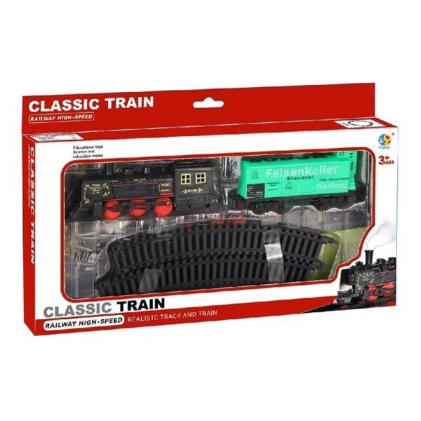 <型式＞TL16A＜内容＞・組立レール１０個　（約６８ｃｍｘ６８ｃｍ）・蒸気機関車　１セット・貨物車 (緑)  １セット＜サイズ＞箱：　　Ｗ35.5xD21xH4cm＜電源＞車用：　単三電池2本使用（別売り）