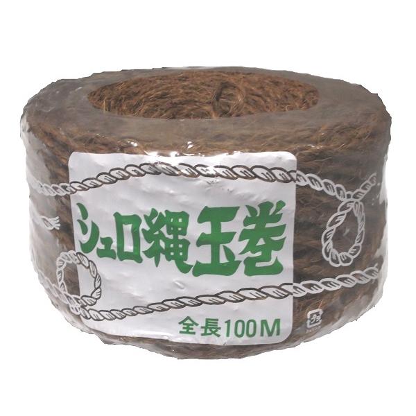 植物や垣根の結束に。ヨシズやスダレの補修に。パッケージが異なる場合（平巻きなど）がありますがご了承下さい。材質　シュロ繊維サイズ　φ3ｍｍ*100Ｍ色　茶【しゅろなわ・シュロなわ・垣根なわ・棕櫚縄】