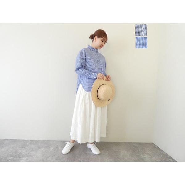 color(03)オフ×ブルー(05)オフ×ネイビーsizeF( 身幅 53cm 総丈 前63cm 後66cm )quality綿62％　麻38％日本製モデル身長　158　cmメーカー希望小売価格　￥　17,800+税当店の商品は実在店舗で...