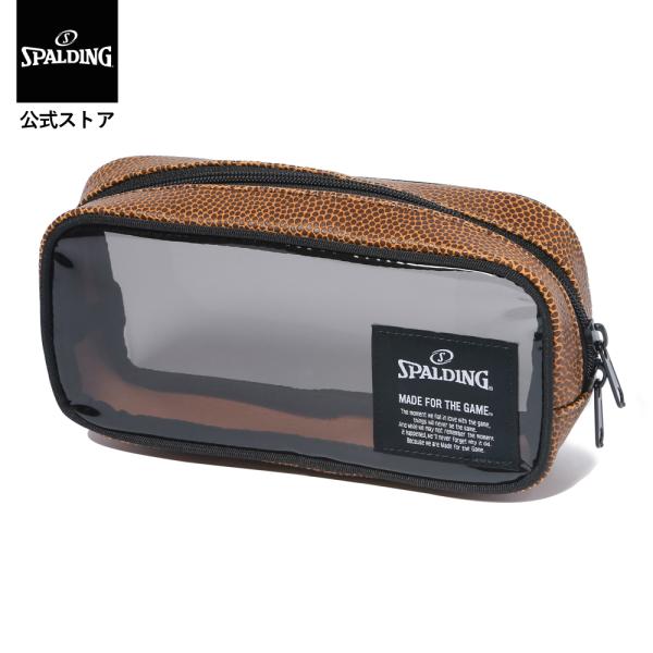 ●素材：PVC●サイズ：W19×H9×D5cm●カラー：ブラック●生産国：中国●バスケットボール素材の合成皮革素材とクリア素材を切り替えたペンケース。●表面には織ネームが施されており、高級感のある仕様に。【25aw】【pencase】【lo...