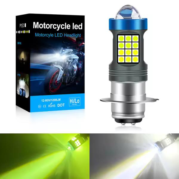 バイク用品 PH7 (P15D) 超高輝度 LED ヘッドライトバルブ Lo時 ライムイエロー HI時 ホワイト 直流 ・DC限定 こちらの商品はオートバイ用のPH7互換品LEDヘッドライトバルブです。ロービームのライムイエローは比較的レモ...
