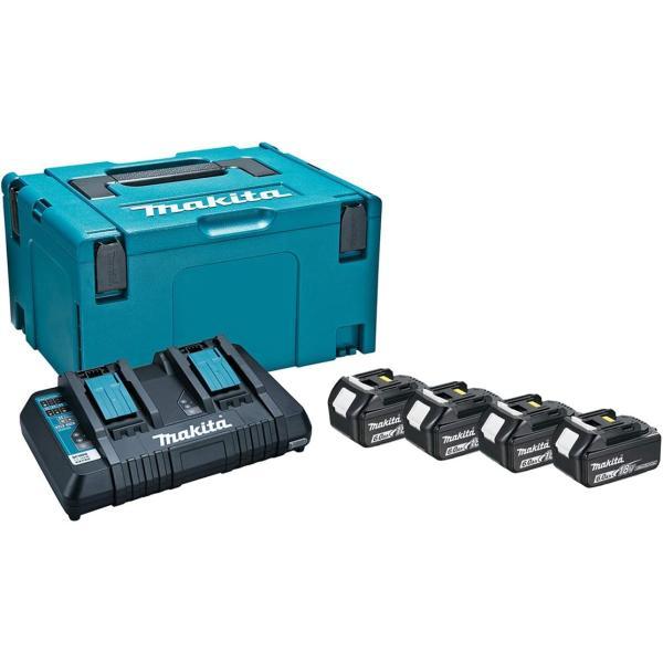 ※新品ですが、外箱に一部テープの剥がし跡や軽い凹みがございます。【標準付属品】・バッテリBL1860B(6.0Ah)×4本・2口急速充電器DC18RD(実用充電約19分/フル充電約28分)・ケース(マックパックタイプ3)スライド式Li-io...