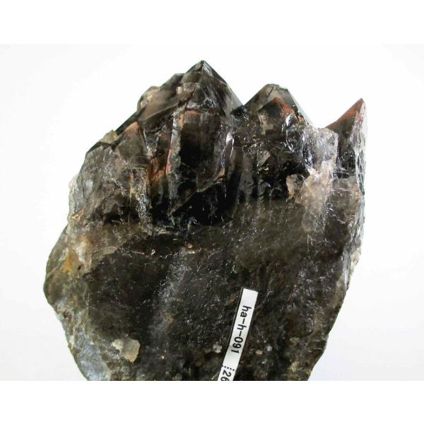 水晶(QUARTZ)産地　滋賀県大津市田上山中沢晶洞柱面があまりない水晶。ところどころ粘土に覆われています。二次的に生成された結晶面を観察することができます。結晶の先端に近い箇所に細かな欠けが見られます。二次的に生成された結晶面を勘案すると...